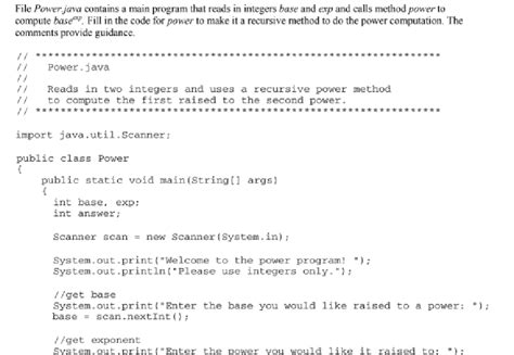 Solved File Power Java Contains A Main Program That Reads In Chegg Com