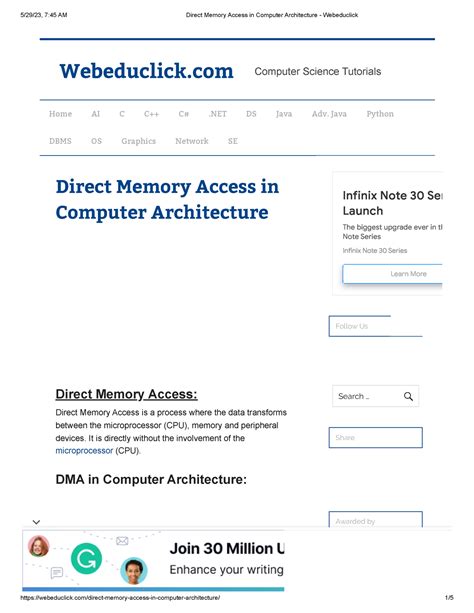 Direct Memory Access In Computer Architecture Webeduclick Webeduclick Computer Science