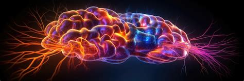Premium AI Image | Panorama of a digital human brain model showing active neural pathways ...