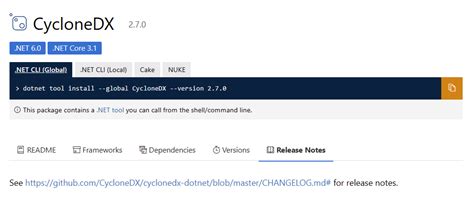 unable to access nuget package cyclonedx release notes · issue 643