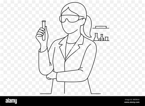Minimalist Female Scientist Line Art One Line Woman Holding Test Tube Stock Vector Image And Art