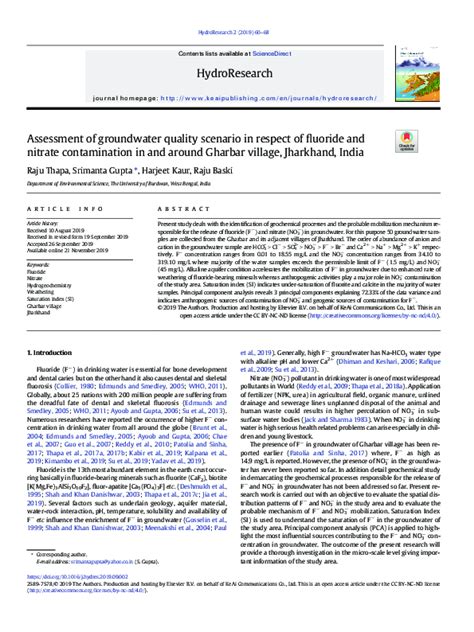 Pdf Assessment Of Groundwater Quality Scenario In Respect Of Fluoride And Nitrate