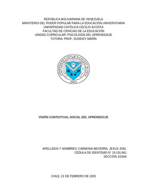 T 4 Lar 2025 Visión Contextual Social Del Aprendizaje Pdf Pensamiento Aprendizaje