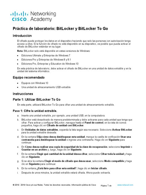 13 2 3 7 lab bitlocker and bitlocker to go pdf windows 10 cifrado