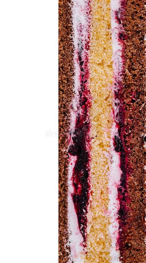 Delicious Layered Cake With Cream Filling Showing Its Texture Stock