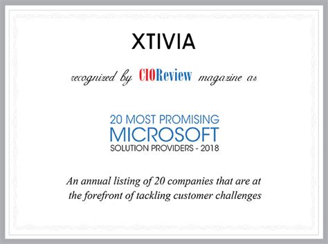 Xtivia Among 2018s Top Microsoft Solution Providers