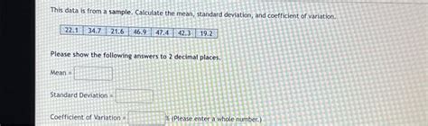 Solved This Data Is From A Sample Calculate The Mean Chegg