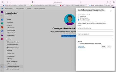 I Am Not Able To Create Azure Kubernetes Service Connection Microsoft Qanda