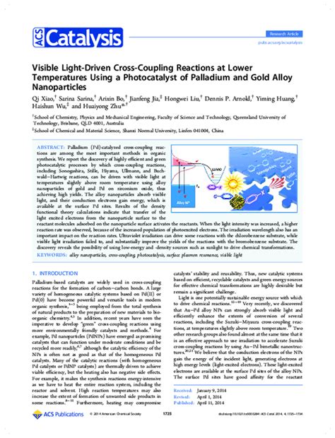Pdf Visible Light Driven Cross Coupling Reactions At Lower