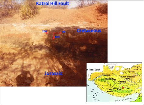 Exposure Of Katrol Hill Fault At 23°1150 N And 69°4038 E Red Star