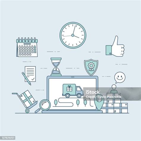 빠른 배달 웹 사이트 또는 모바일 응용 프로그램 벡터 템플릿 전자 상거래 및 온라인 주문 개념 가방에 대한 스톡 벡터 아트 및 기타 이미지 Istock