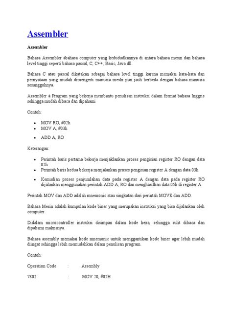 memahami dasar bahasa assembler pdf