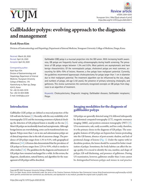 PDF Gallbladder Polyps Evolving Approach To The Diagnosis And Management
