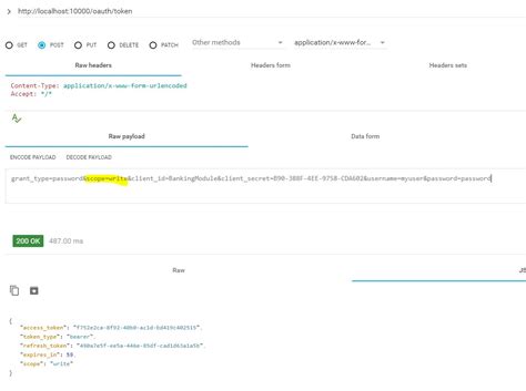 Request For An Auth Token Using Spring Oauth 20 Fails With Error Code
