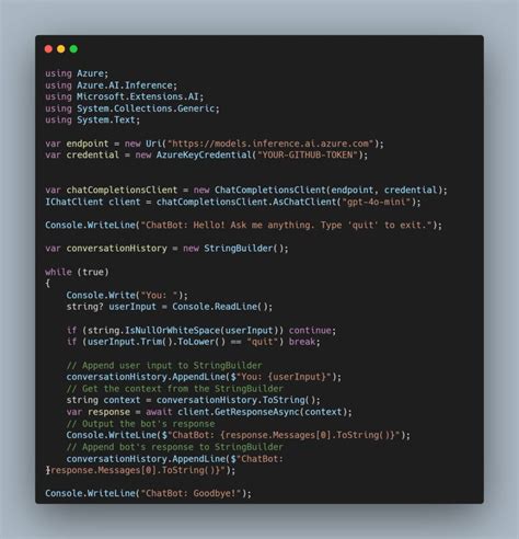 Dotnet Csharp Azureai Chatbot Ai Machinelearning Coding