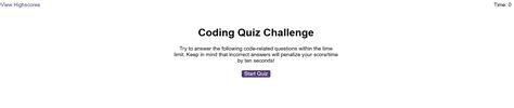 Github Musleha1js Quizmaster A Timed Coding Quiz With Multiple