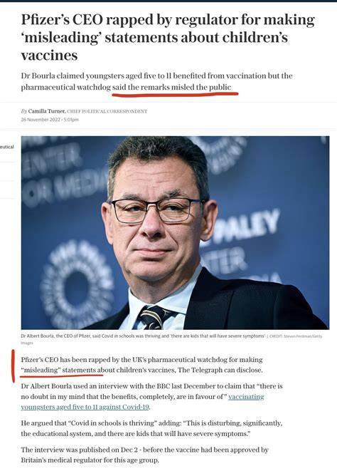 Usforthemuk 🌟 On Twitter Pfizers Ceo Rapped By Regulator For Making ‘misleading Statements