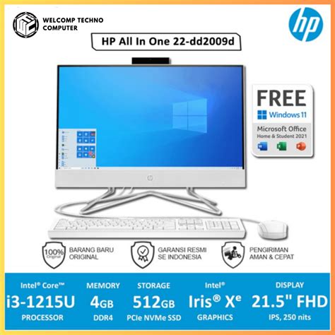Jual PC ALL IN ONE HP 22 DD2010D I3 1215U 4GB 512GB 21 5 FHD IPS OHS W11 Shopee Indonesia