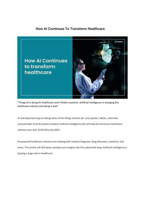 Ppt How Ai Continues To Transform Healthcare Powerpoint Presentation