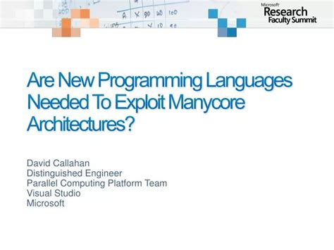 Ppt Are New Programming Languages Needed To Exploit Manycore