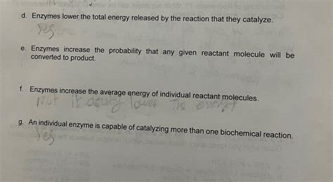 Solved D Enzymes Lower The Total Energy Released By The