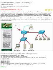 CCNA Certification Access List Control ACL Lab Simulation Pdf CCNA Certification
