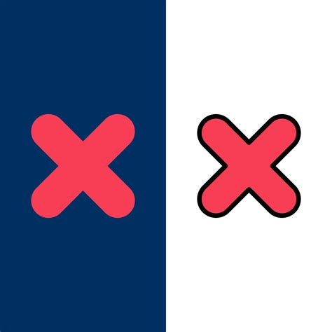 delete cancel close cross icons flat and line filled icon set vector