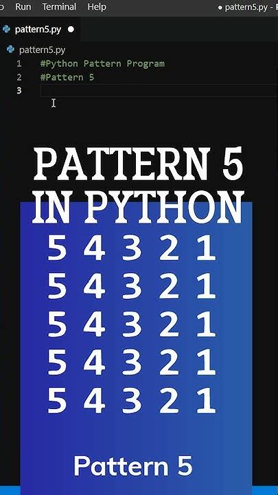 Number Pattern Python Ascii Pattern Program Pattern 5 Shorts