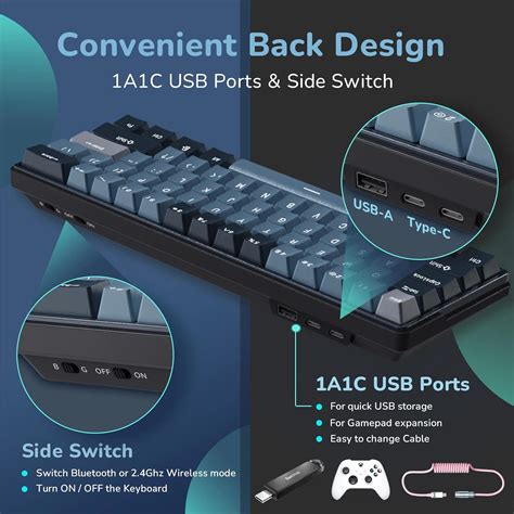 Buy Teclado Mecânico Sem Fio Rk Royal Kludge Rk61 Plus Teclado De Jogos Rgb A 60 Com Hub Usb