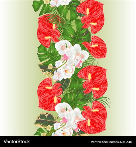 Floral Vertical Border Seamless Background Vector Image
