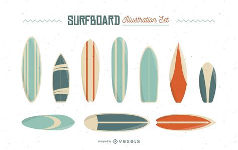 Descarga Vector De Conjunto De Ilustración De Tabla De Surf