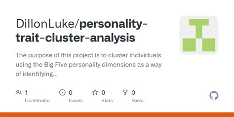 Github Dillonlukepersonality Trait Cluster Analysis The Purpose Of
