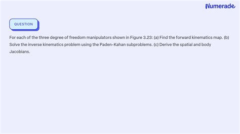 For Each Of The Three Degree Of Freedom Manipulators Shown In Figure 323 A Find The Forward