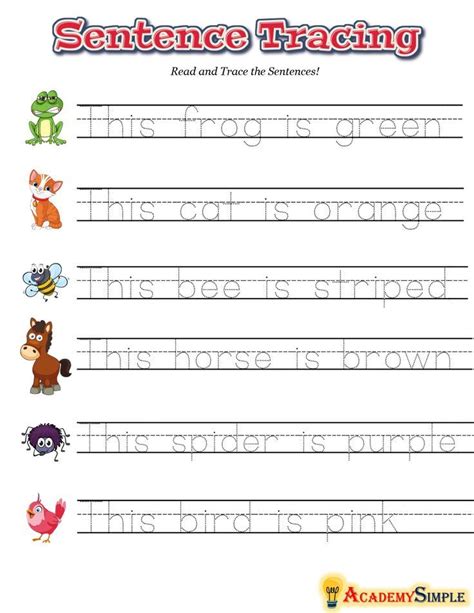 Sentence Tracing Activity Worksheet 3 Tracing Worksheets English