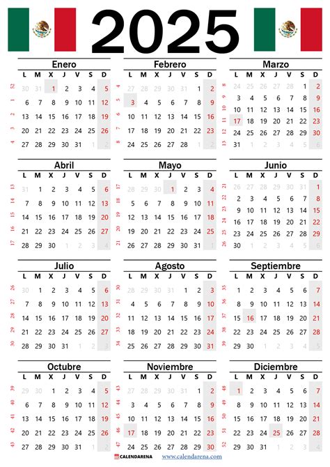 Calendario 2025 Mexico Con Festivos Pdf