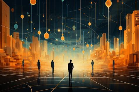 Humans Interconnected Through The Web Of Technology Symbolizing The Power Of Digital