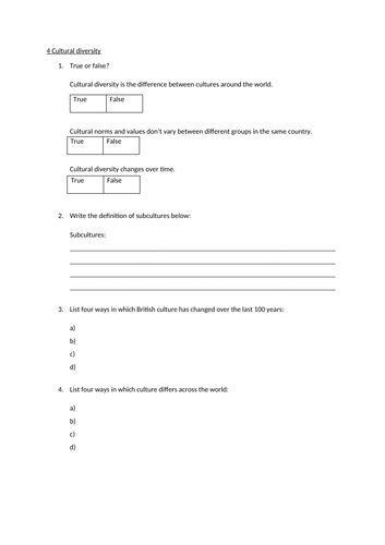 gcse sociology cultural diversity retrieval revision teaching resources