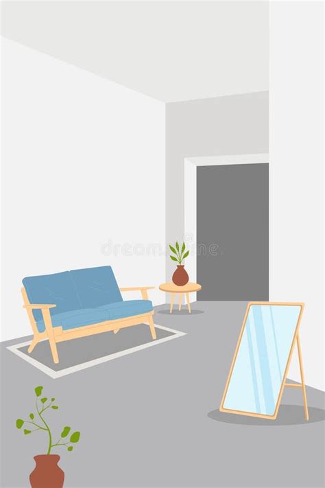Interior Minimalist Living Room Cartoon Illustration Stock Illustration