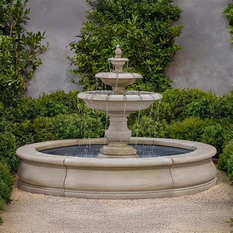 Alessia Fountain In Basin Large Tiered Cast Stone Fountain