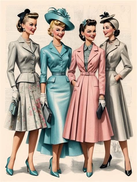 1950s Ladies Fashion Vintage Attire For Women Mode 1940 Midcentury