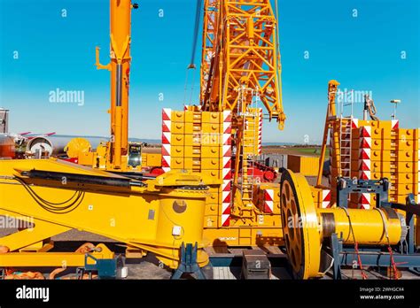 Machinery Crawler Crane Standing On A Construction Site For Building And Assembling A