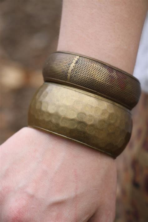 Vintage Chunky Brass Bangle Gem
