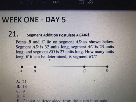 Answered 21 Segment Addition Postulate Again Bartleby