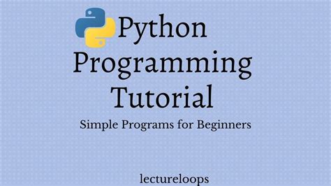 Simple Programs In Python Learn Programming With Python Youtube