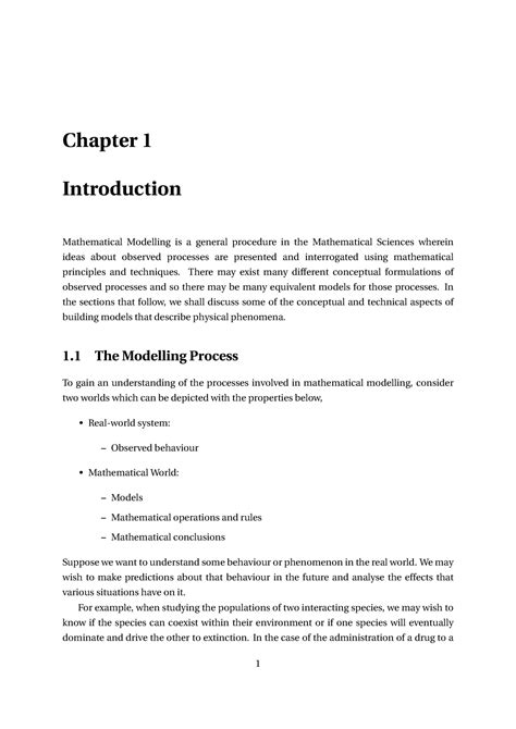 Chapter 2 Mathematical Modelling An Introduction Chapter 1 Introduction Mathematical