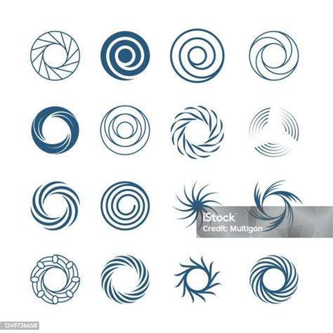 추상 나선형 원 세트입니다 유행 라운드 소용돌이 형태로 소용돌이 모양 소용돌이 효과 회전 모션 일러스트 서브 스페이스 포털은 고대 룬 동지를 상징한다 벡터 추상 기호 로고에