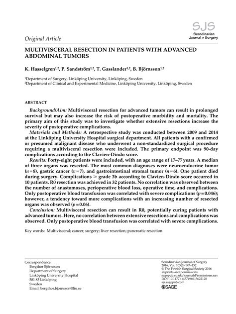 Pdf Multivisceral Resection In Patients With Advanced Abdominal Tumors