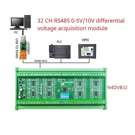 32 Ai Rs485 Differential Voltage Collector Modbus Rtu 0 5v 0 10v Analog Input Adc Signal 