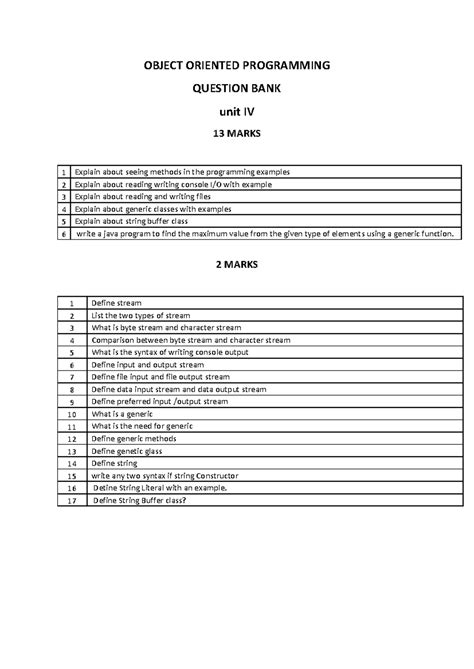 Question Bank For Exams Object Oriented Programming Question Bank Unit Iv 13 Marks 1 Explain