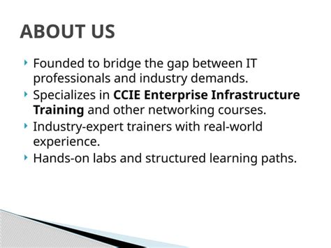 Ccie Enterprise Infrastructure Training Ppt